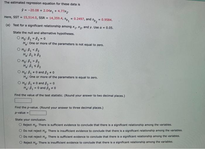 Solved Consider the following data for a dependent variable | Chegg.com
