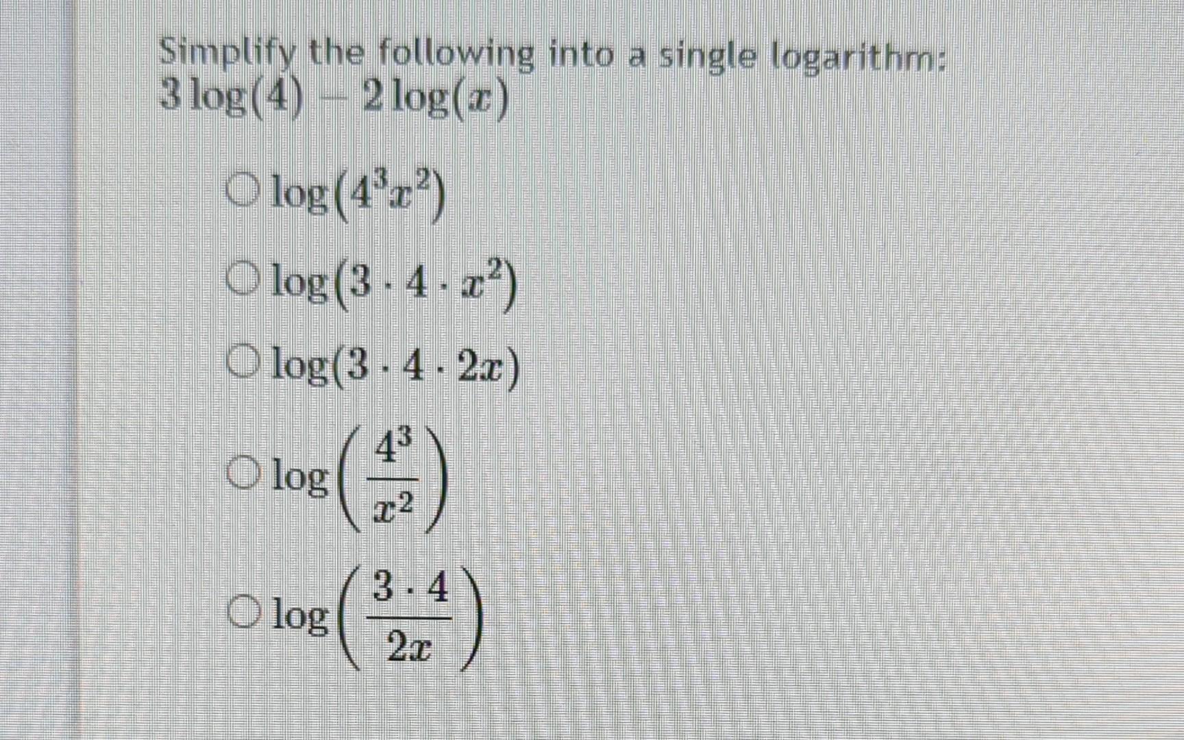 Solved Simplify The Following Into A Single Logarithm 