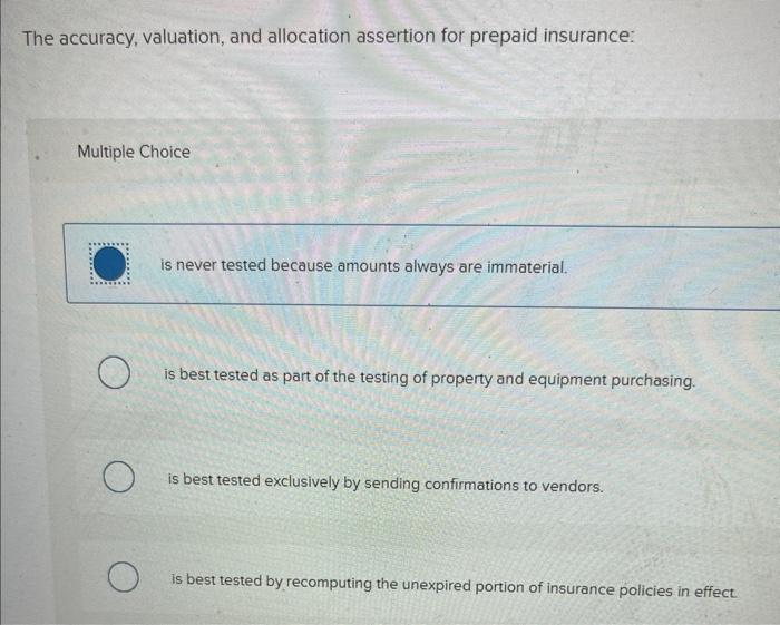 Solved The accuracy, valuation, and allocation assertion for | Chegg.com
