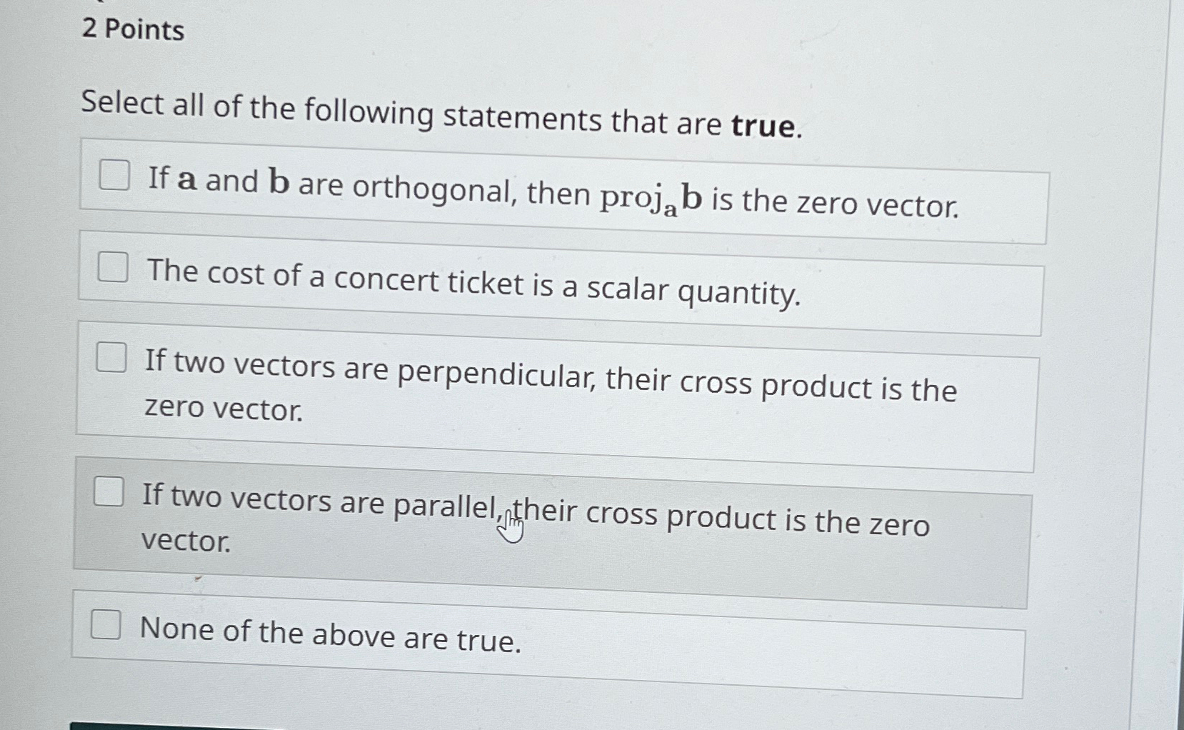 Solved 2 ﻿PointsSelect all of the following statements that | Chegg.com