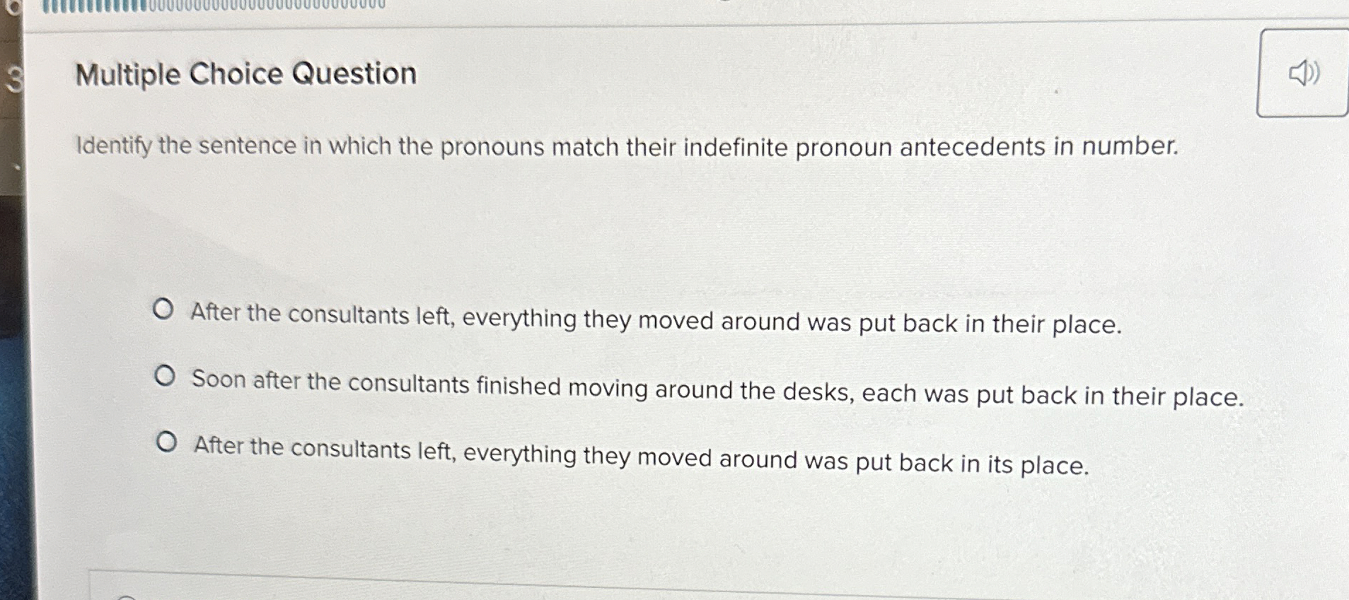 Solved Multiple Choice QuestionIdentify the sentence in | Chegg.com