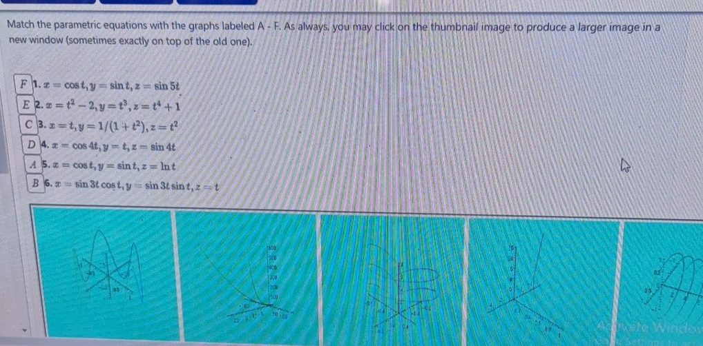 Solved Match the parametric equations with the graphs | Chegg.com