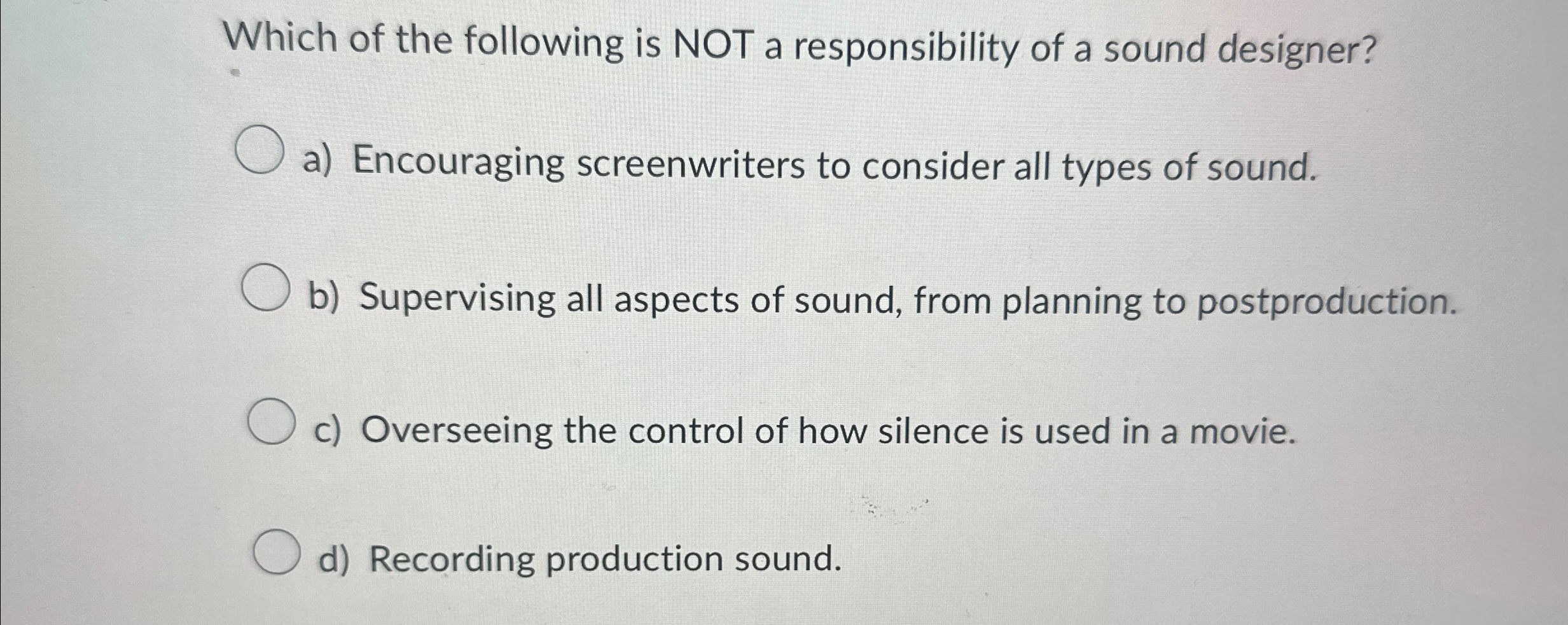 Solved Which of the following is NOT a responsibility of a | Chegg.com