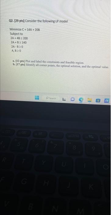 Solved Q2. 29 pts] Consider the following [P model Minimize | Chegg.com