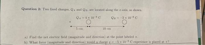 Question 2: Two fixed charges, QA and QB, are located | Chegg.com