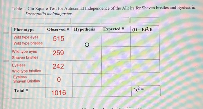Solved Table 1. Chi Square Test for Autosomal Independence | Chegg.com