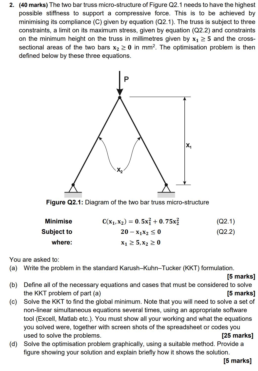 Solved (40 ﻿marks) ﻿The two bar truss micro-structure of | Chegg.com