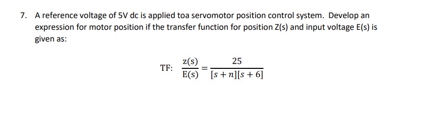 Solved n=15A reference voltage of 5Vdc ﻿is applied toa | Chegg.com