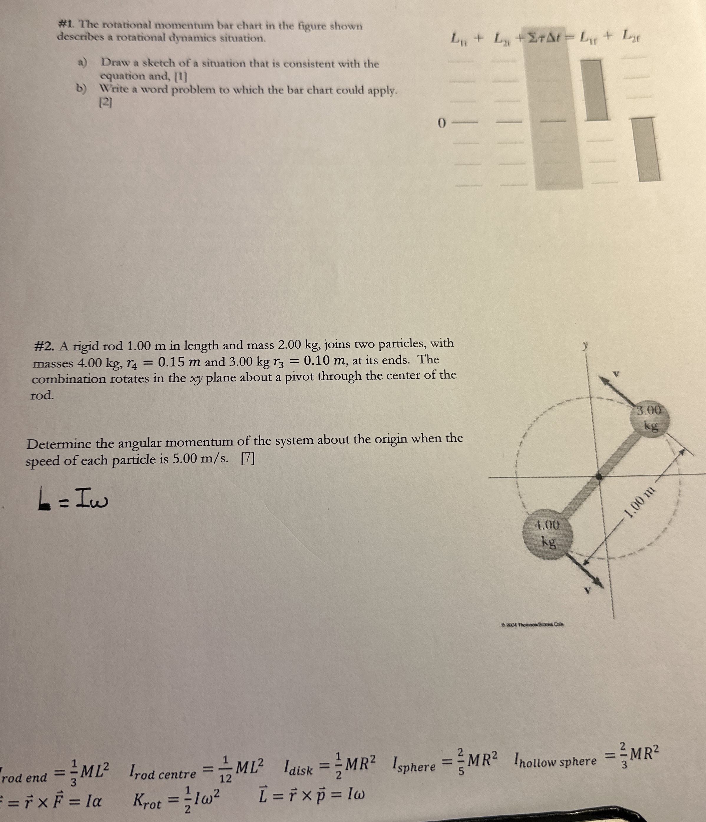 Solved #1. ﻿The rotational momentum bar chart in the figure | Chegg.com