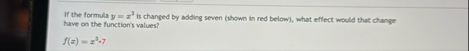 Solved If the formula y=x3 ﻿is changed by adding seven | Chegg.com