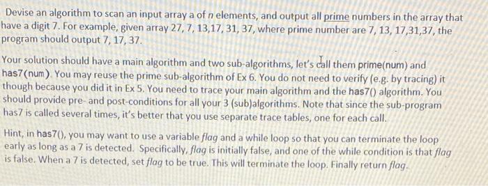 Solved Devise An Algorithm To Scan An Input Array A Of N 5119
