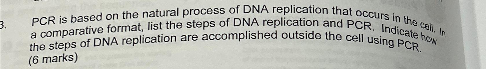 Solved PCR is based on the natural process of DNA | Chegg.com