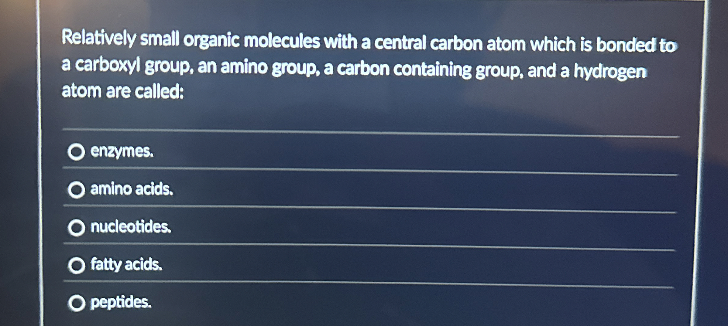 Solved Relatively small organic molecules with a central | Chegg.com