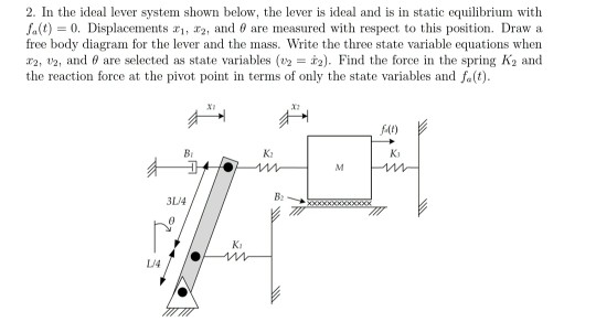 Solved 2. In the ideal lever system shown below, the lever | Chegg.com