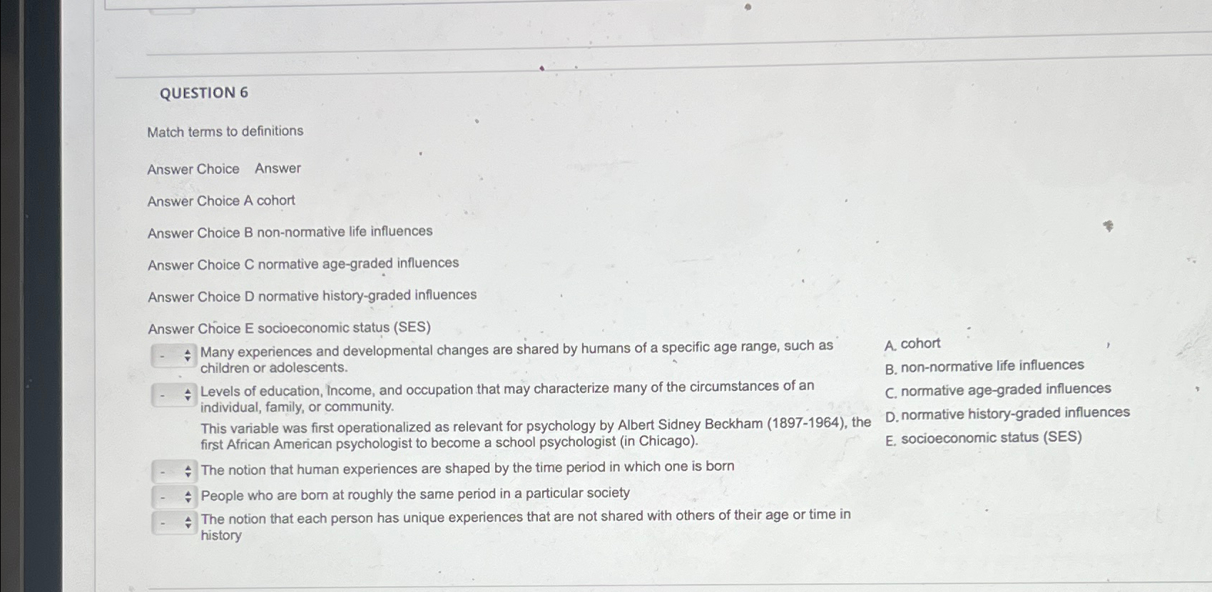 Solved QUESTION 6Match terms to definitionsAnswer Choice | Chegg.com