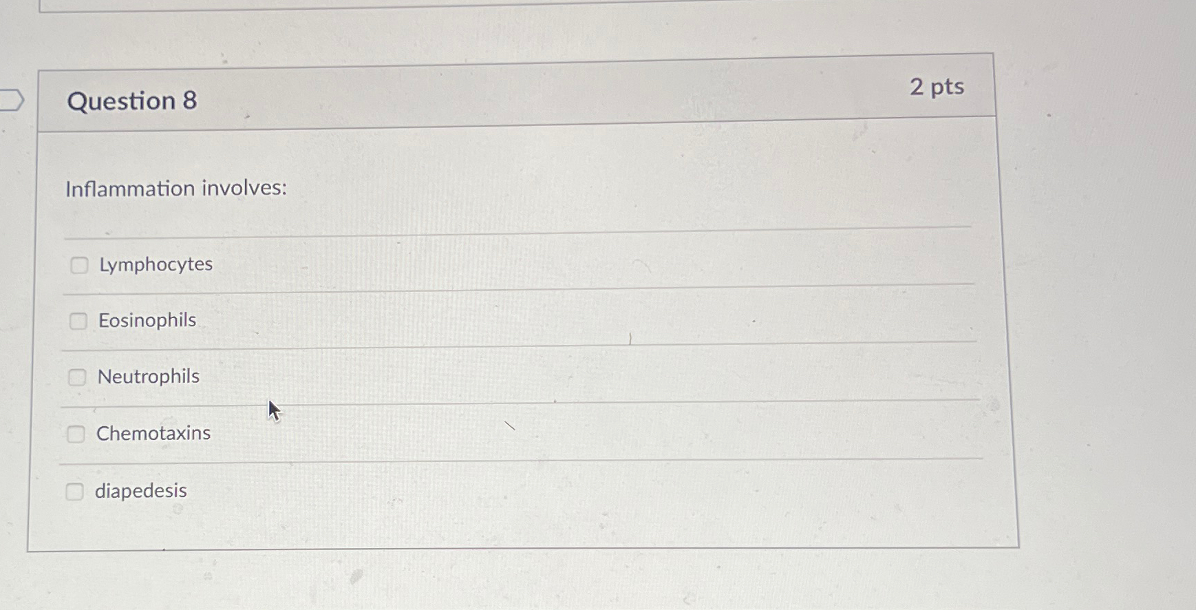 Solved Question 82 ﻿ptsInflammation | Chegg.com