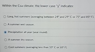 Solved Within the Csa climate, the lower-case " Σ° | Chegg.com