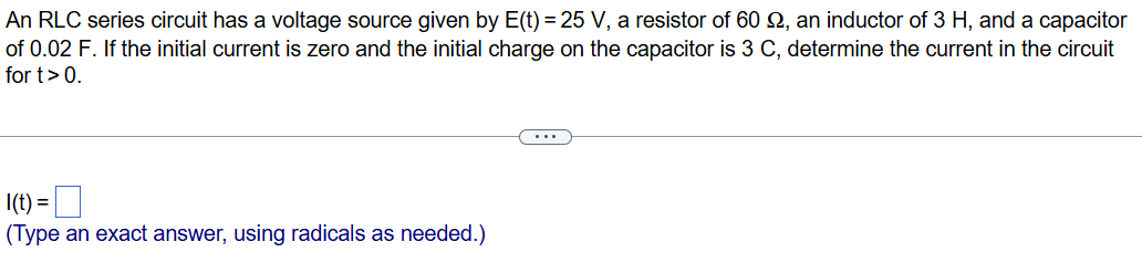 Solved An RLC ﻿series circuit has a voltage source given | Chegg.com