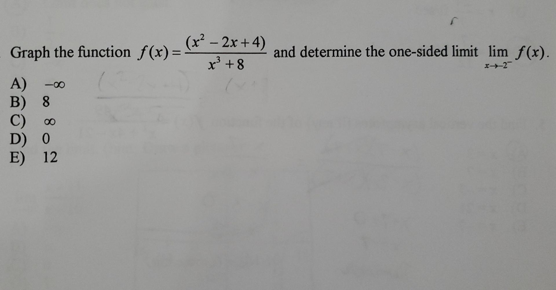 Solved Graph the function f(x)=x3+8(x2−2x+4) and determine | Chegg.com