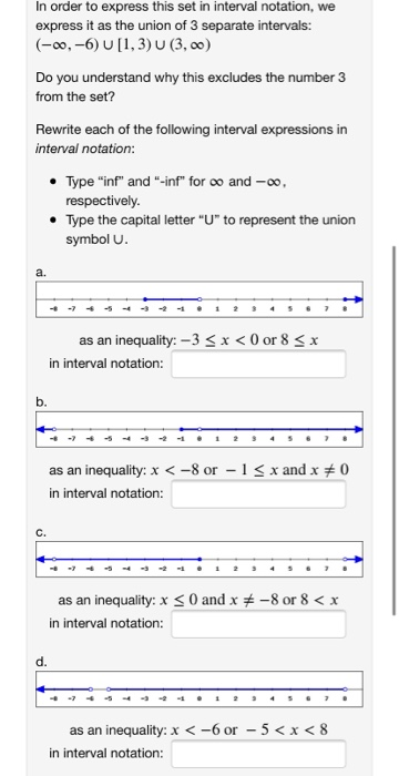 Solved In order to express this set in interval notation, we | Chegg.com