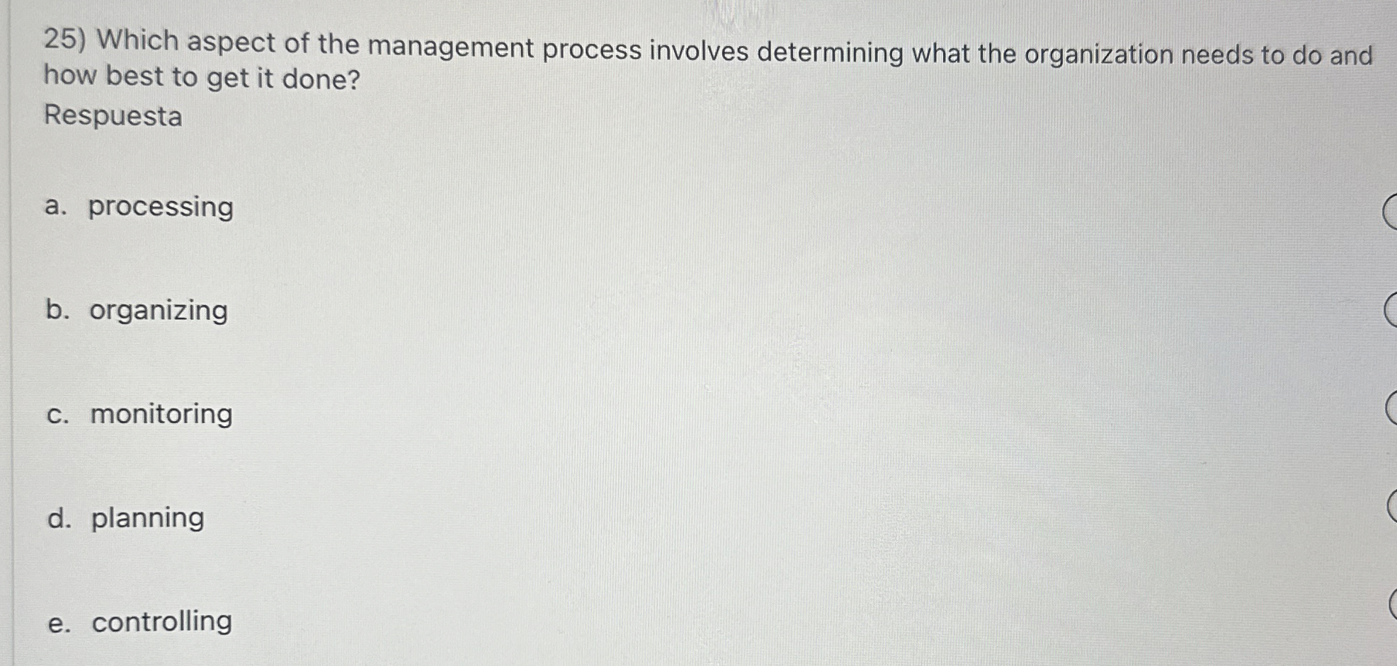 Solved Which aspect of the management process involves | Chegg.com