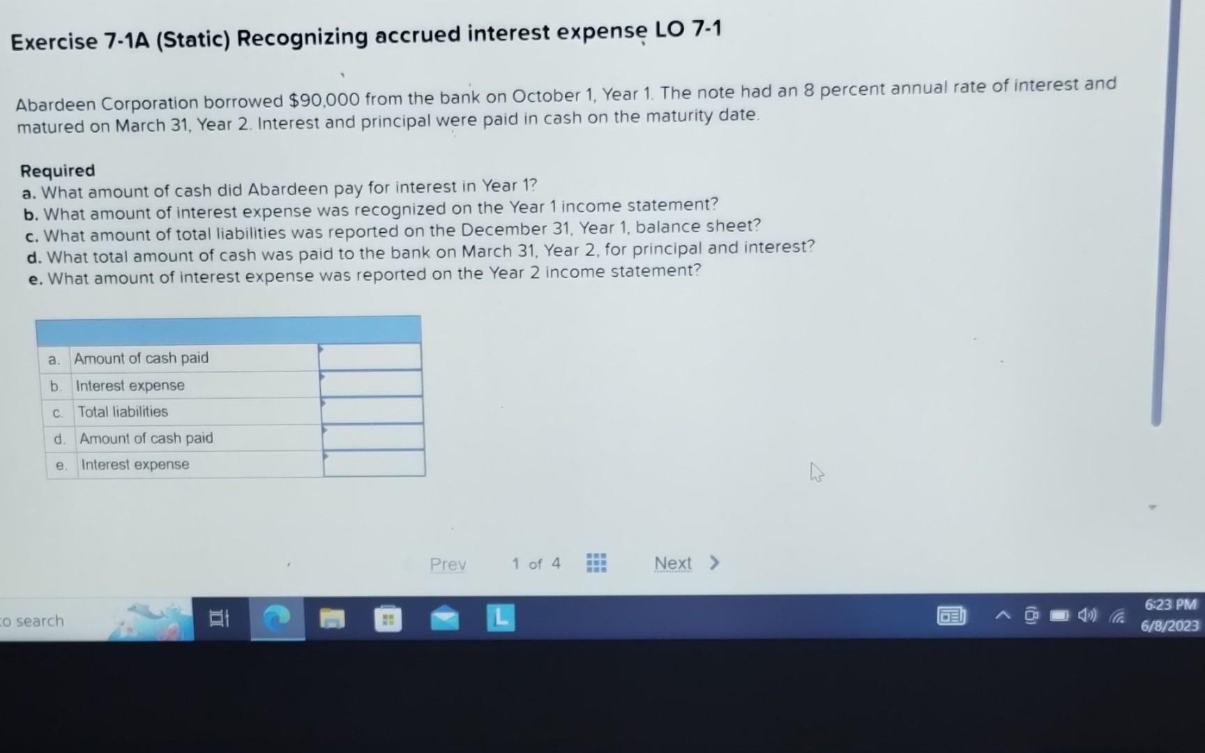 Solved Exercise 7-1A (Static) Recognizing accrued interest | Chegg.com