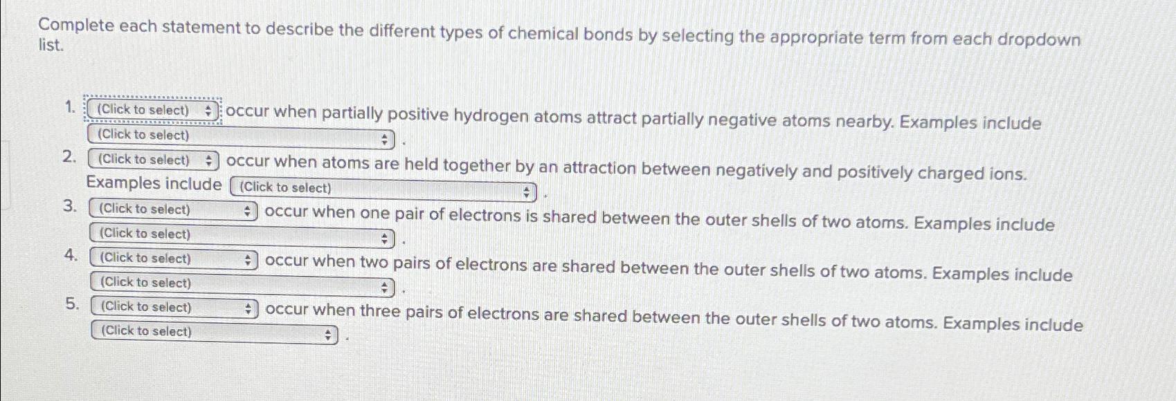 Solved Complete each statement to describe the different | Chegg.com