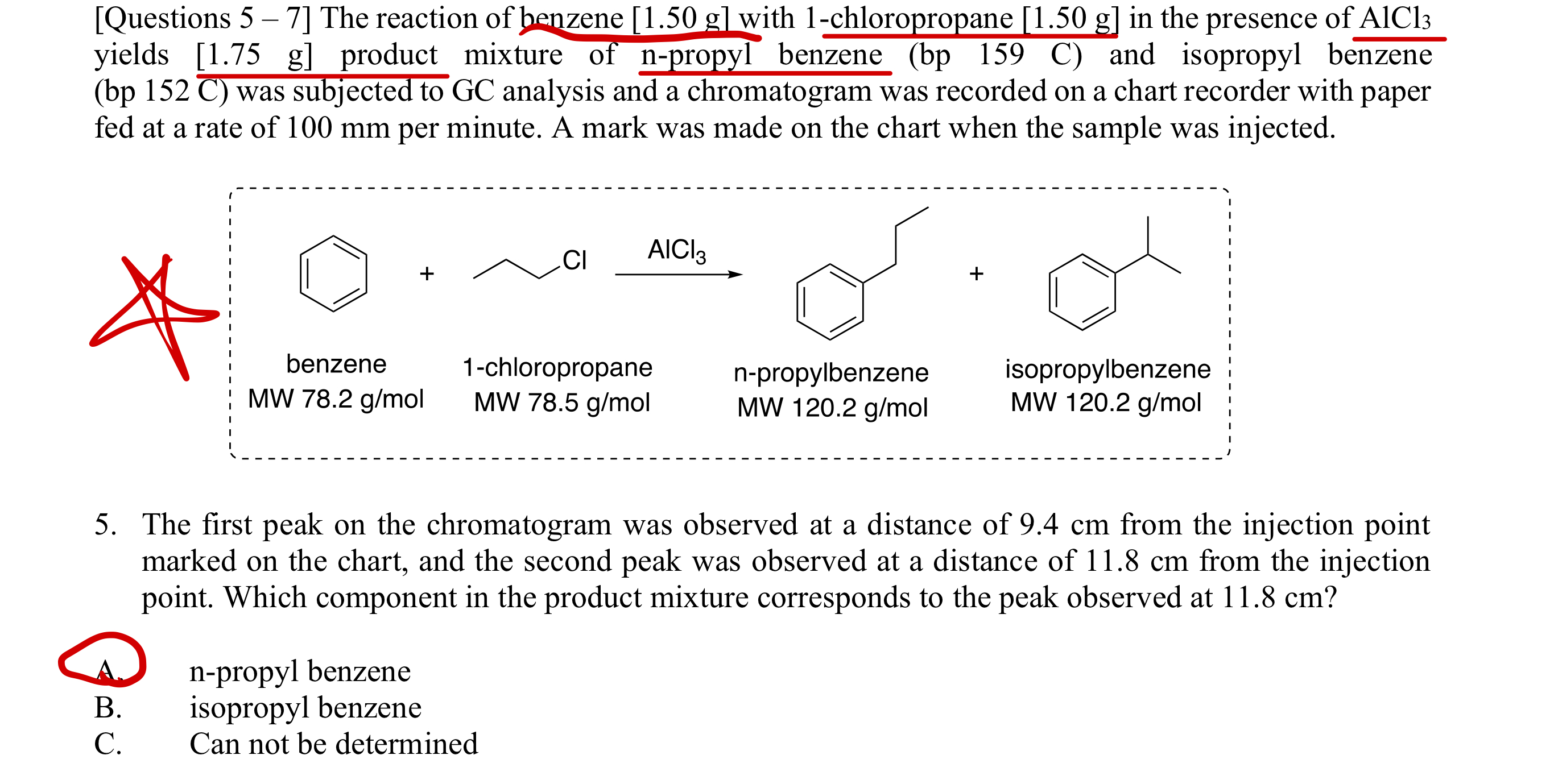 Solved [Questions 5 – 7] ﻿The reaction of benzene [1.50 ﻿g] | Chegg.com