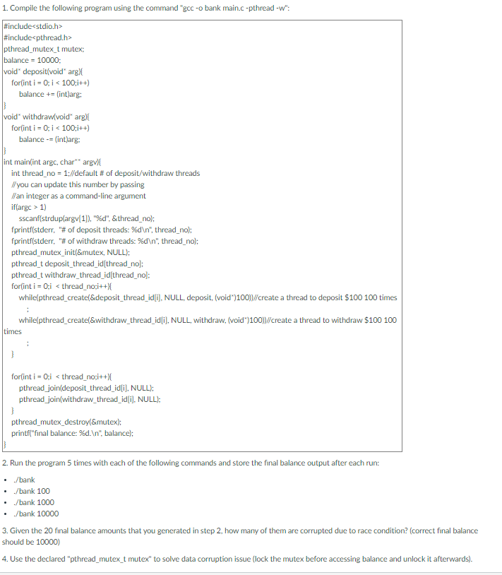Compile the following program using the command "gcc | Chegg.com