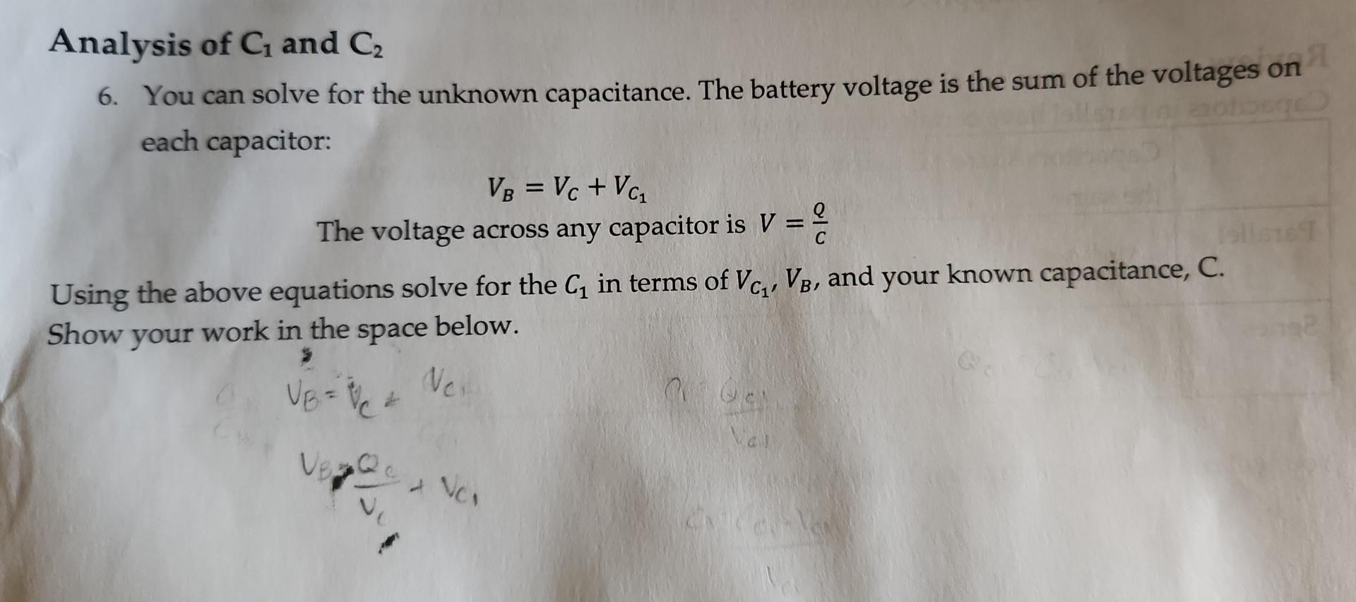 Solved Analysis of C1 and C2 6. You can solve for the | Chegg.com
