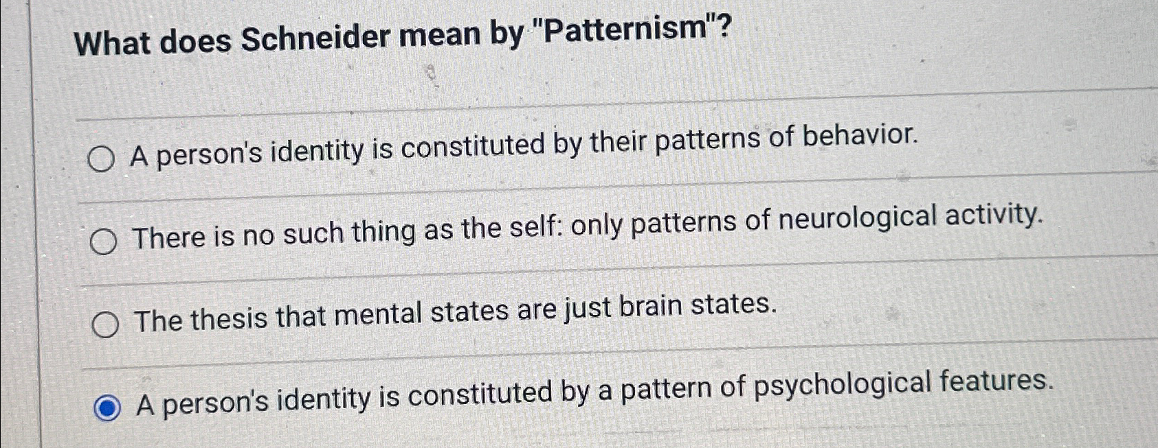 Solved What does Schneider mean by "Patternism"?A person's | Chegg.com