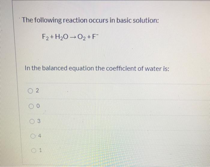 Solved The following reaction occurs in basic solution: | Chegg.com