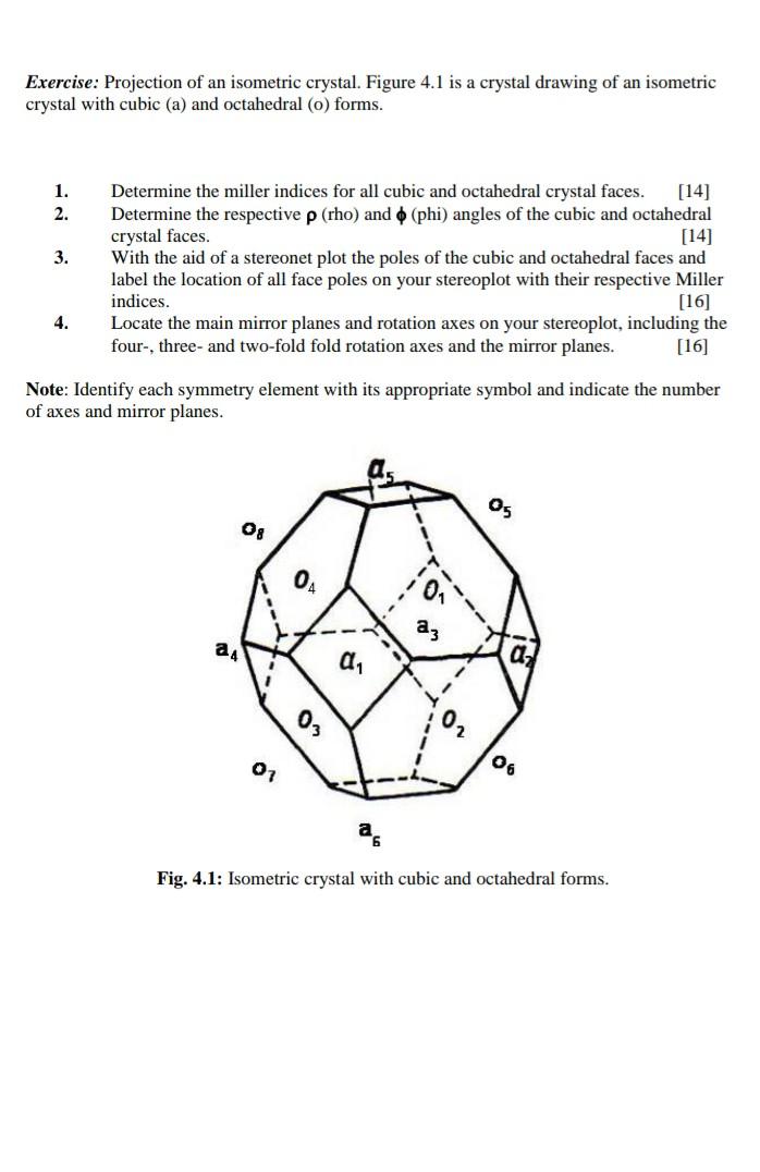 Solved Exercise: Projection of an isometric crystal. Figure | Chegg.com