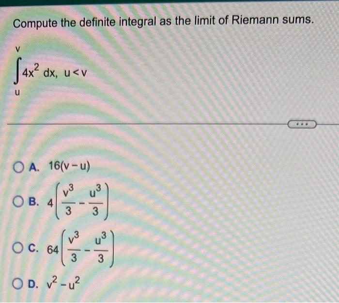 Solved Compute the definite integral as the limit of Riemann | Chegg.com