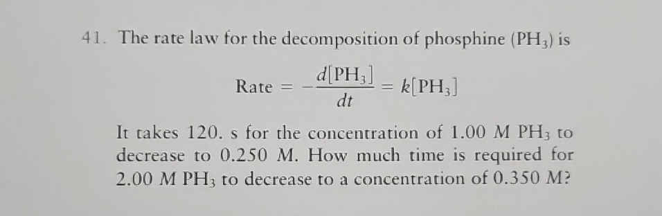 Solved The rate law for the decomposition of phosphine (PH3) | Chegg.com