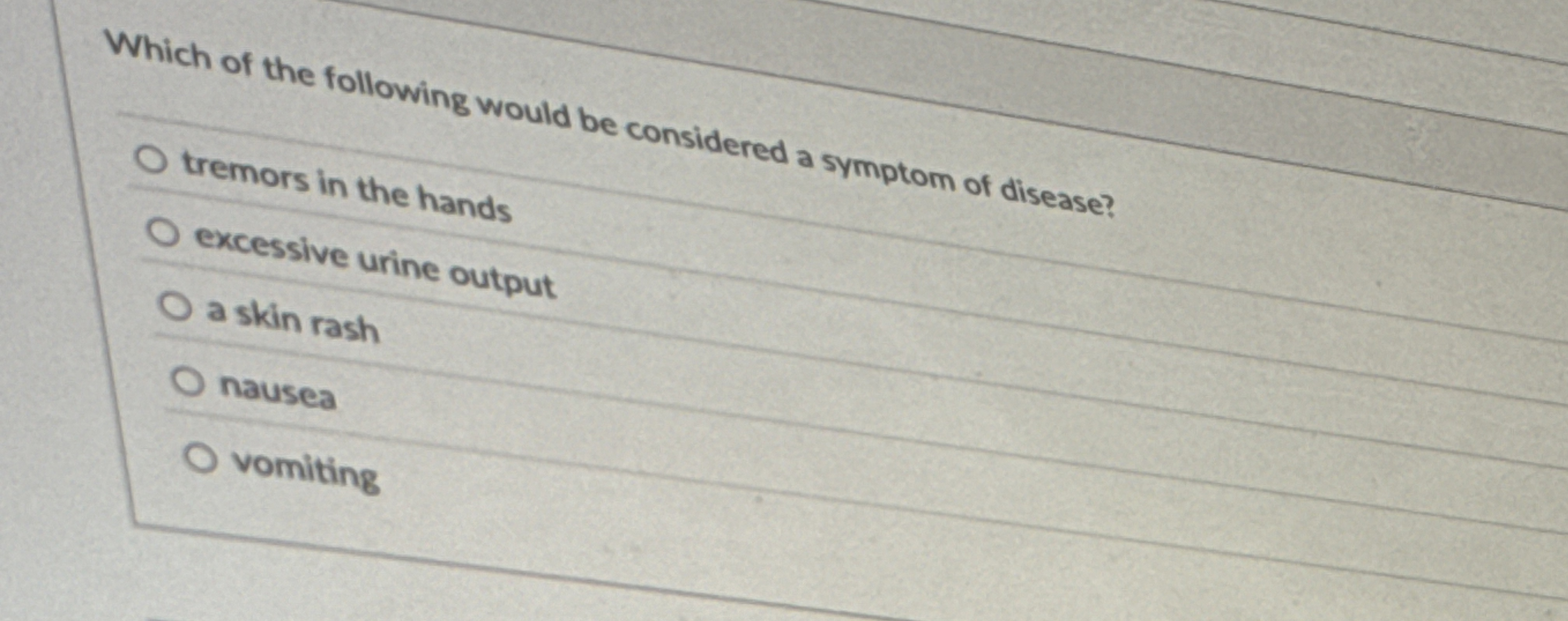 Solved Which of the following would be considered a symptom | Chegg.com