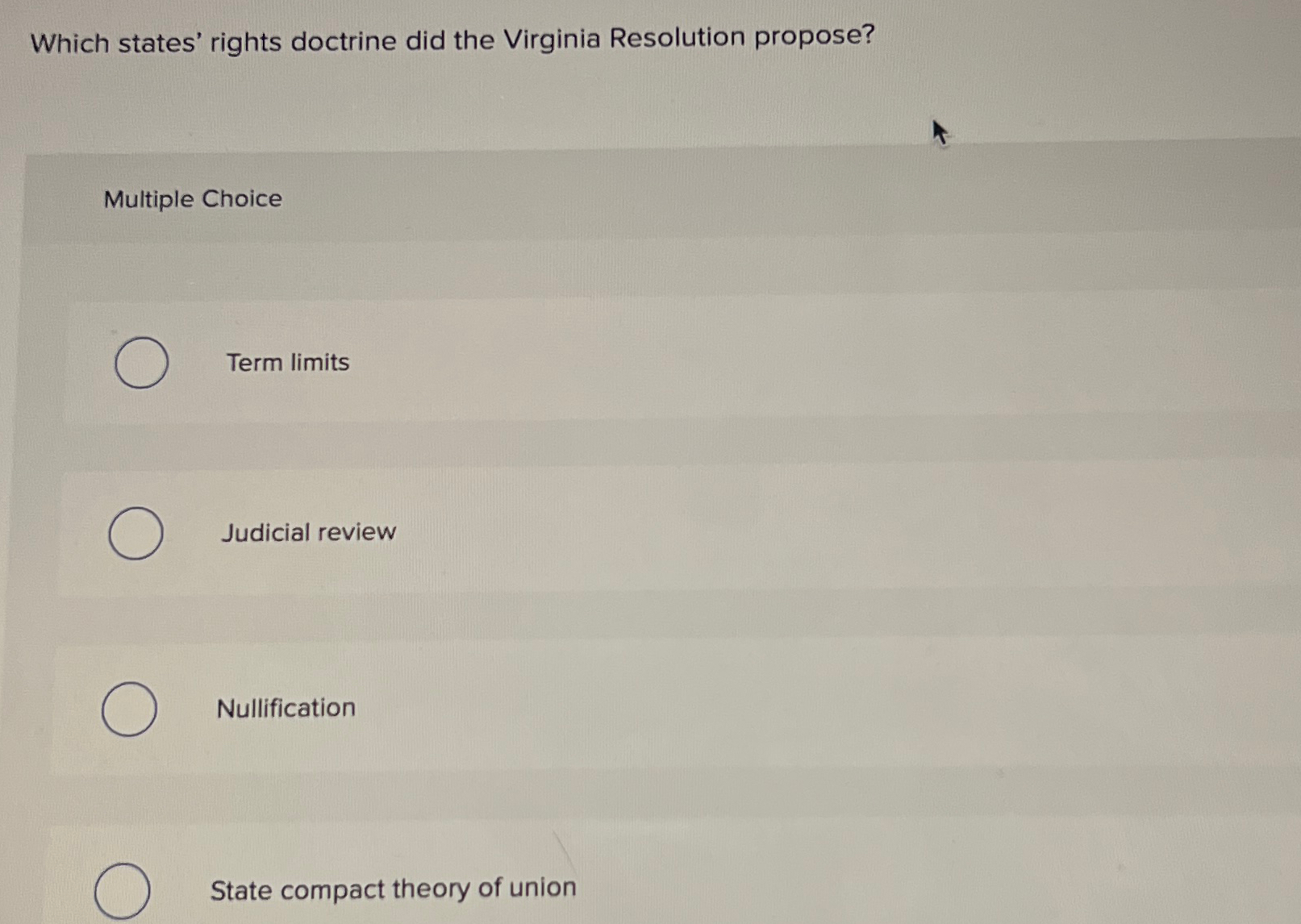 Solved Which states' rights doctrine did the Virginia | Chegg.com