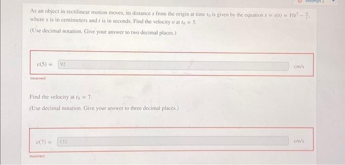 Solved As an object in rectilinear motion moves, its | Chegg.com