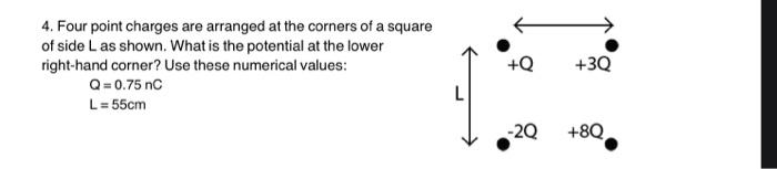 Solved 4. Four point charges are arranged at the corners of | Chegg.com