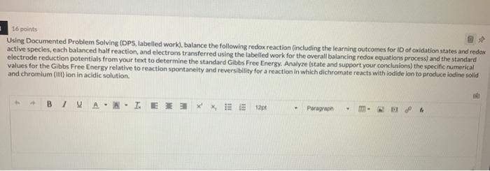 Solved 16 points Using Documented Problem Solving (DPS | Chegg.com