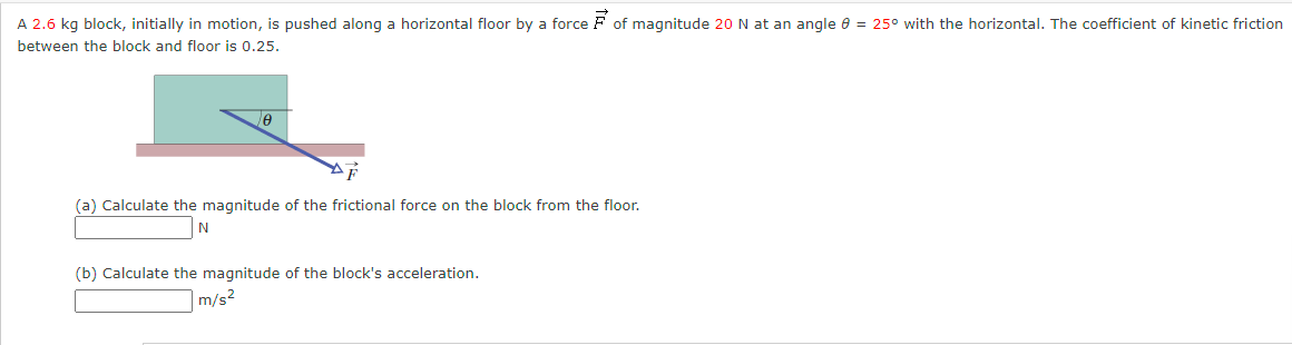 Solved A 2.6 ﻿kg block, initially in motion, is pushed along | Chegg.com