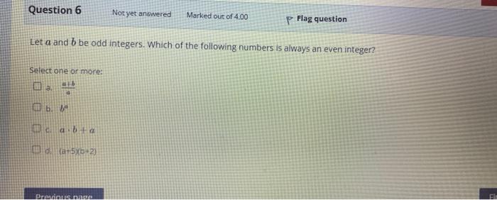 Solved Question 6 Not yet answered Marked out of 4.00 p Flag | Chegg.com