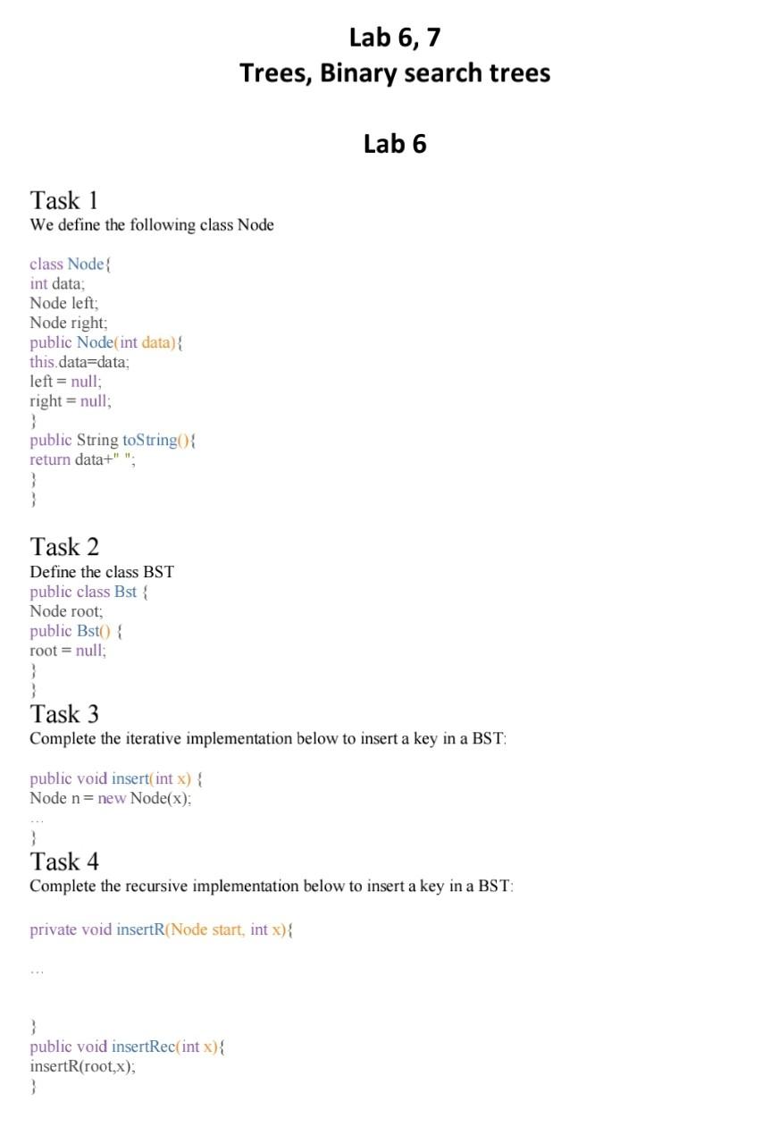 Solved Lab 6, 7 Trees, Binary search trees Lab 6 Task 1 We | Chegg.com