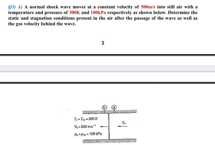 Solved Q3) A) A normal shock wave moves at a constant | Chegg.com