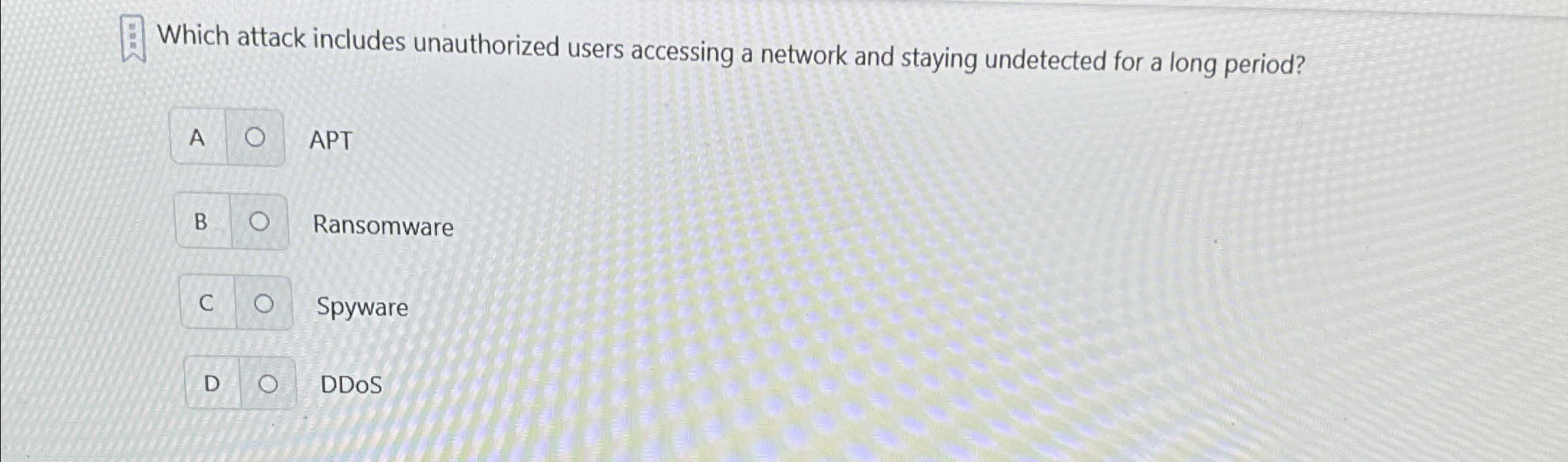 Solved Which attack includes unauthorized users accessing a | Chegg.com