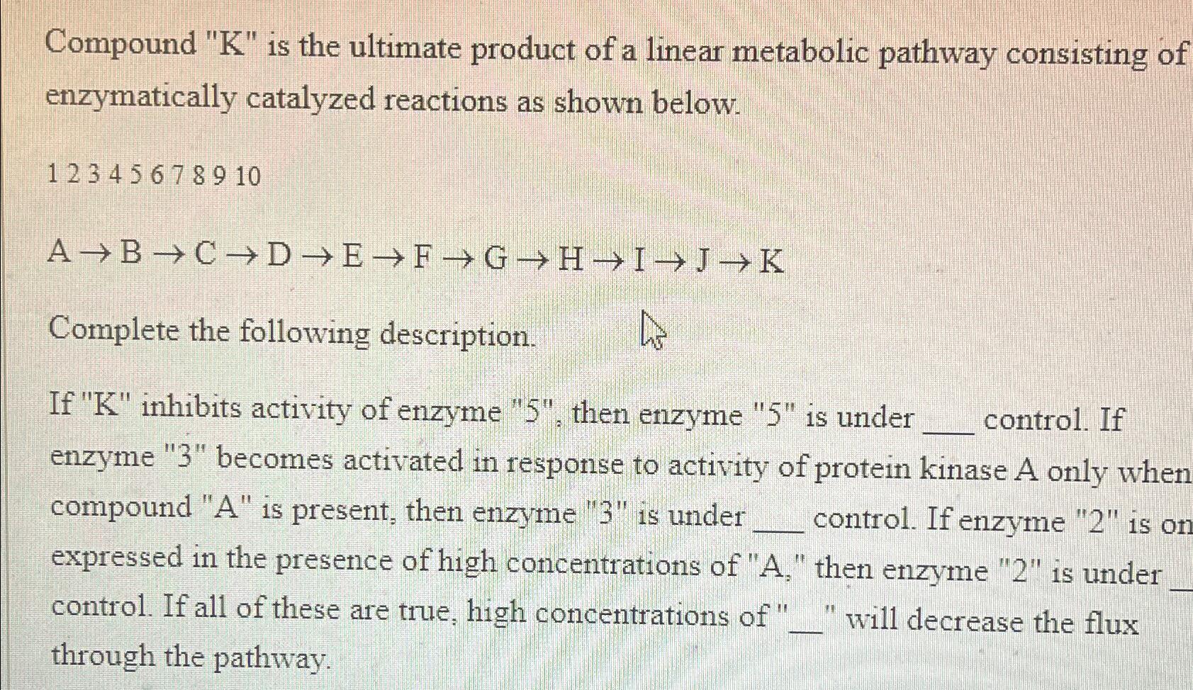 Solved Compound " K " ﻿is the ultimate product of a linear | Chegg.com