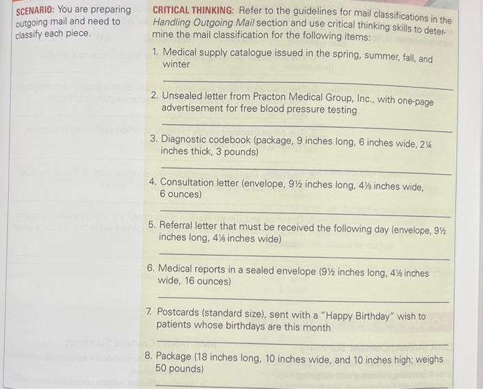 Solved SCENARIO: You are preparing outgoing mail and need to | Chegg.com