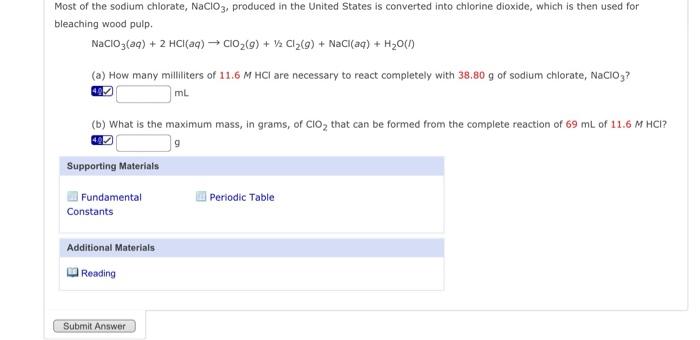 Solved Most of the sodium chlorate, NaClO3, produced in the | Chegg.com