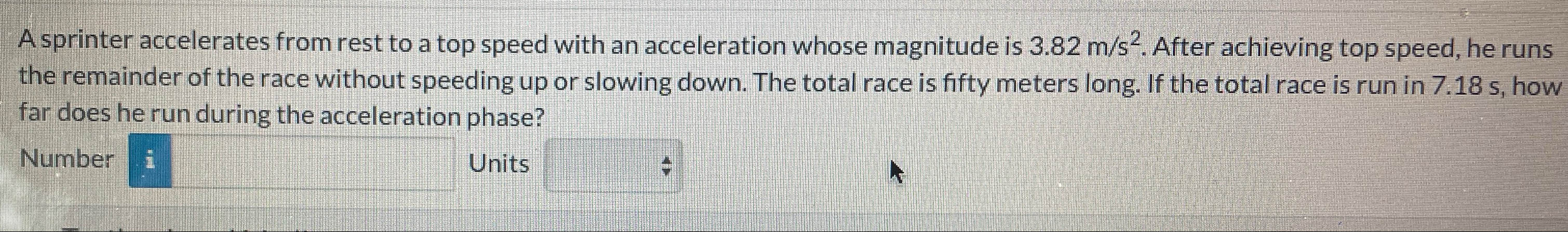 Solved A sprinter accelerates from rest to a top speed with | Chegg.com