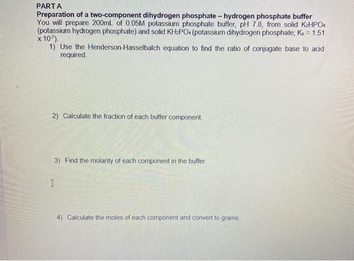 Solved PARTA Preparation of a two-component dihydrogen | Chegg.com